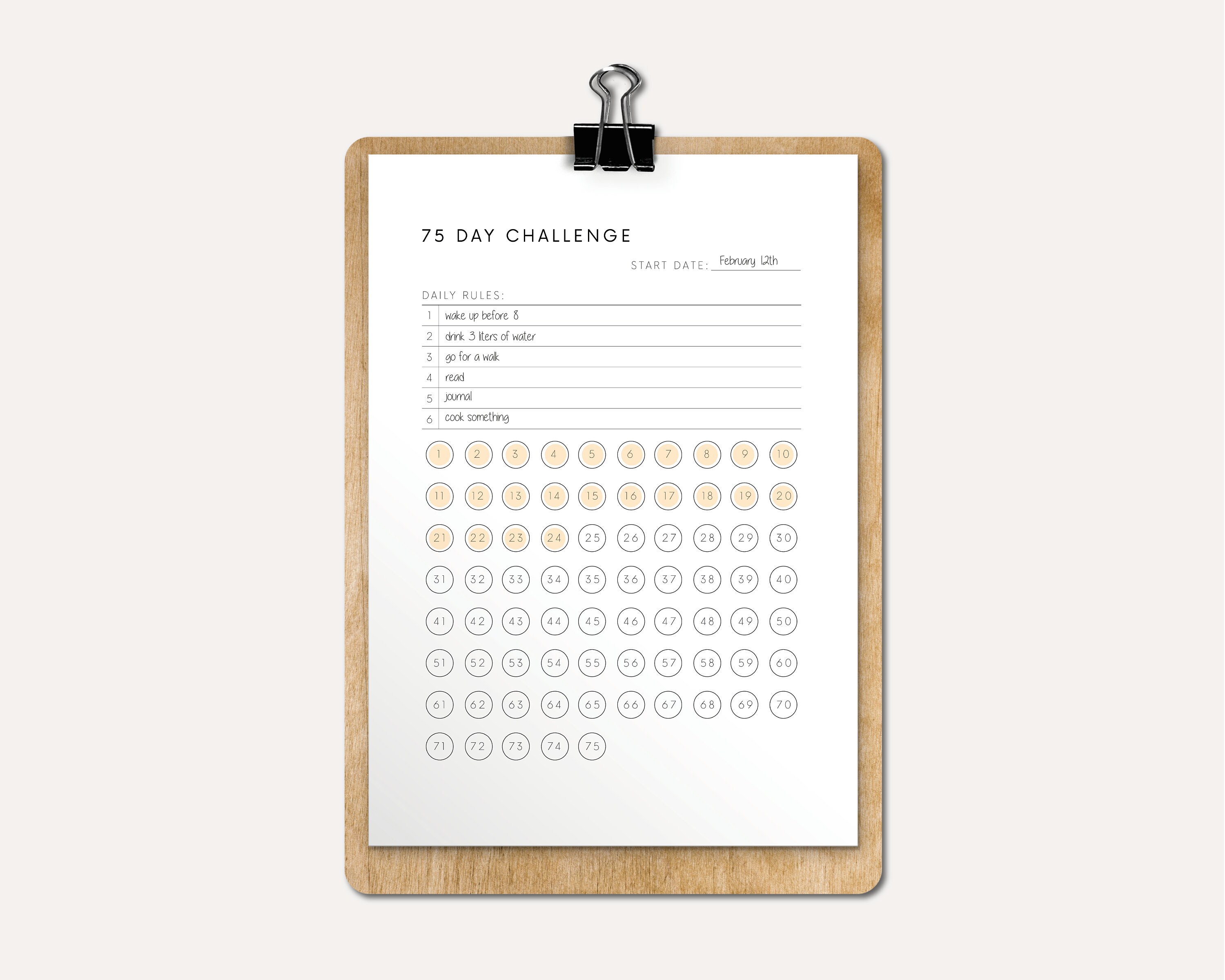 75 Day Challenge Printable Habit Tracker Download Goal Challenge ...