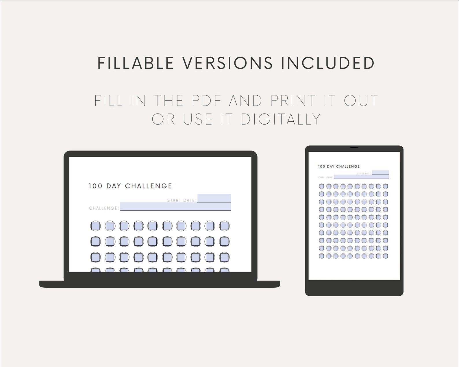 100 Day Challenge Printable Habit Tracker Download Start New Habit ...