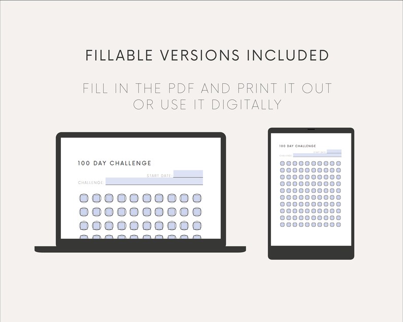100 Day Challenge Printable Habit Tracker Download Start New Habit ...