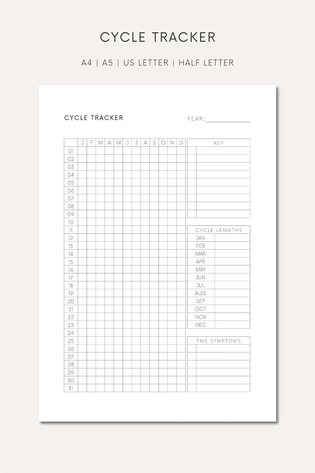 Period Tracker Printable Period Track PDF Ovulate Tracker Printable ...