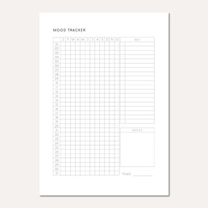 Year Mood Tracker Printable Daily Mood Track Digital Emotion Tracker ...