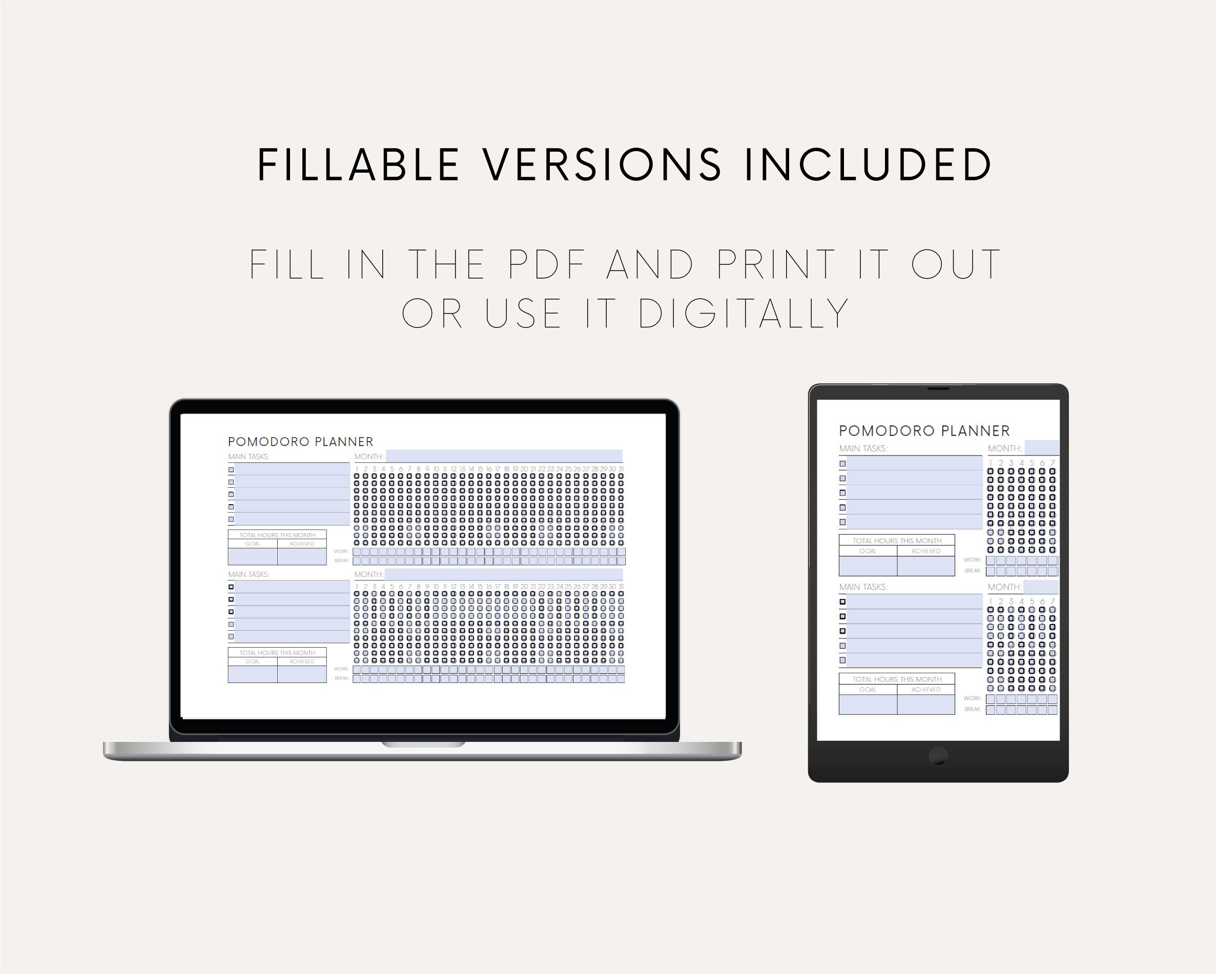 Simple Pomodoro Planner Printable Bundle Time Management Printable ...