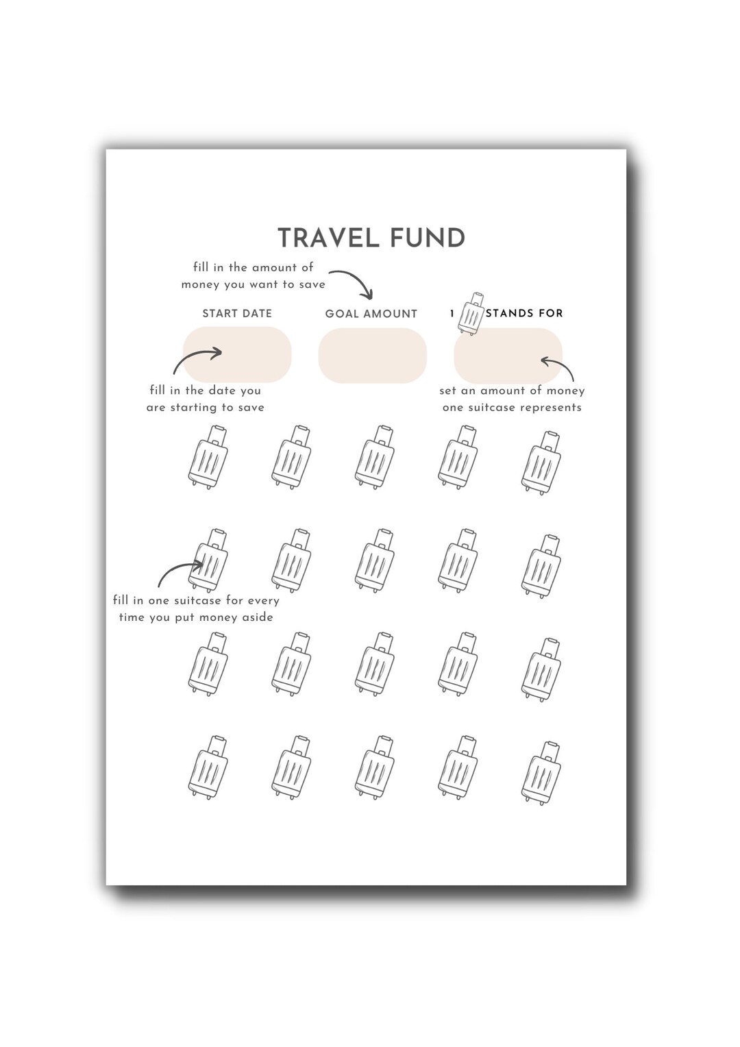 Savings Printable Tracker Download Vacation Fund Printable for - Etsy