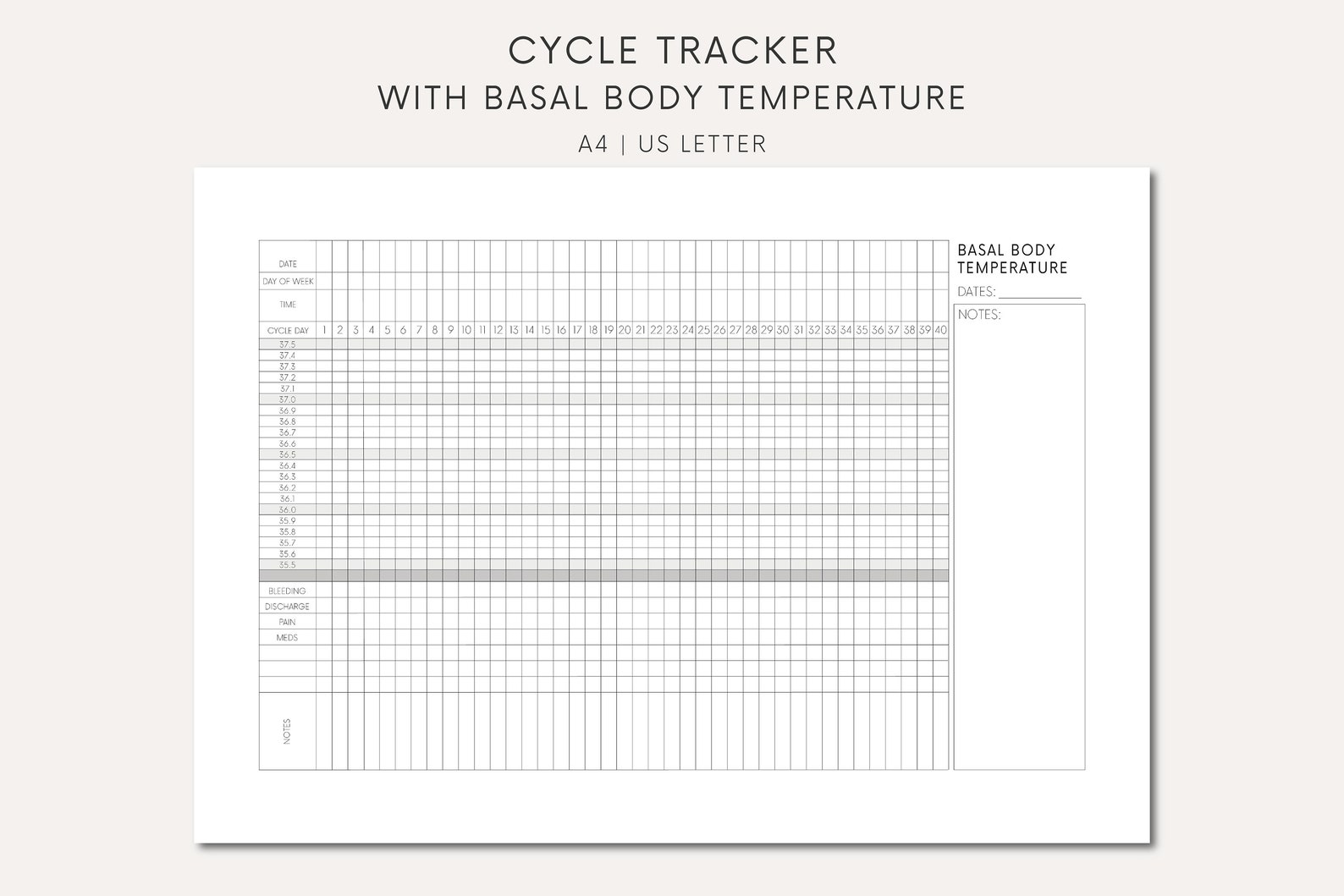 Period Tracker Printable Ovulation Tracker Download Basal Body ...