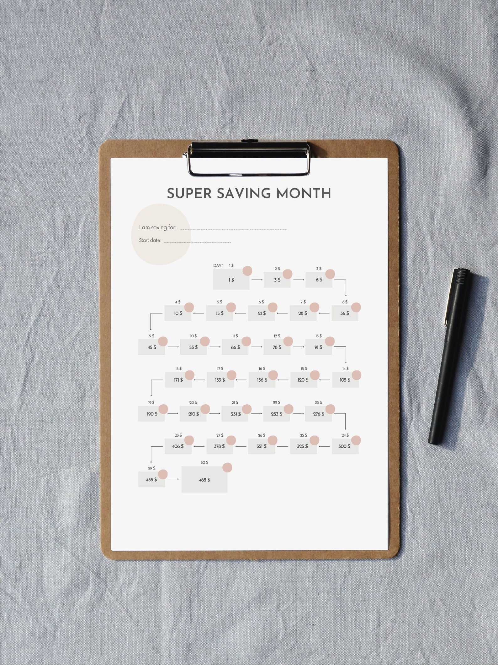 Printable Savings Tracker Download Savings Challenge Digital 500 ...