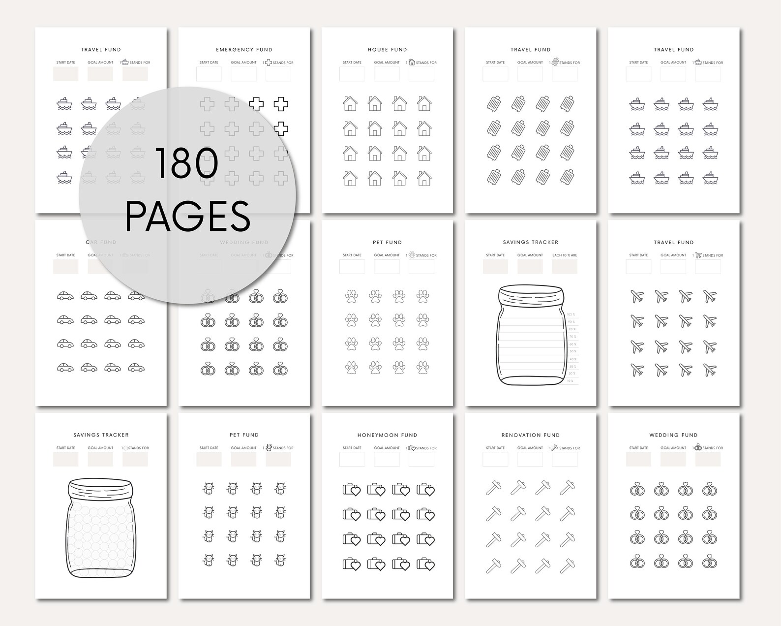 Printable Savings Tracker Bundle Download Saving Funds Bundle for ...