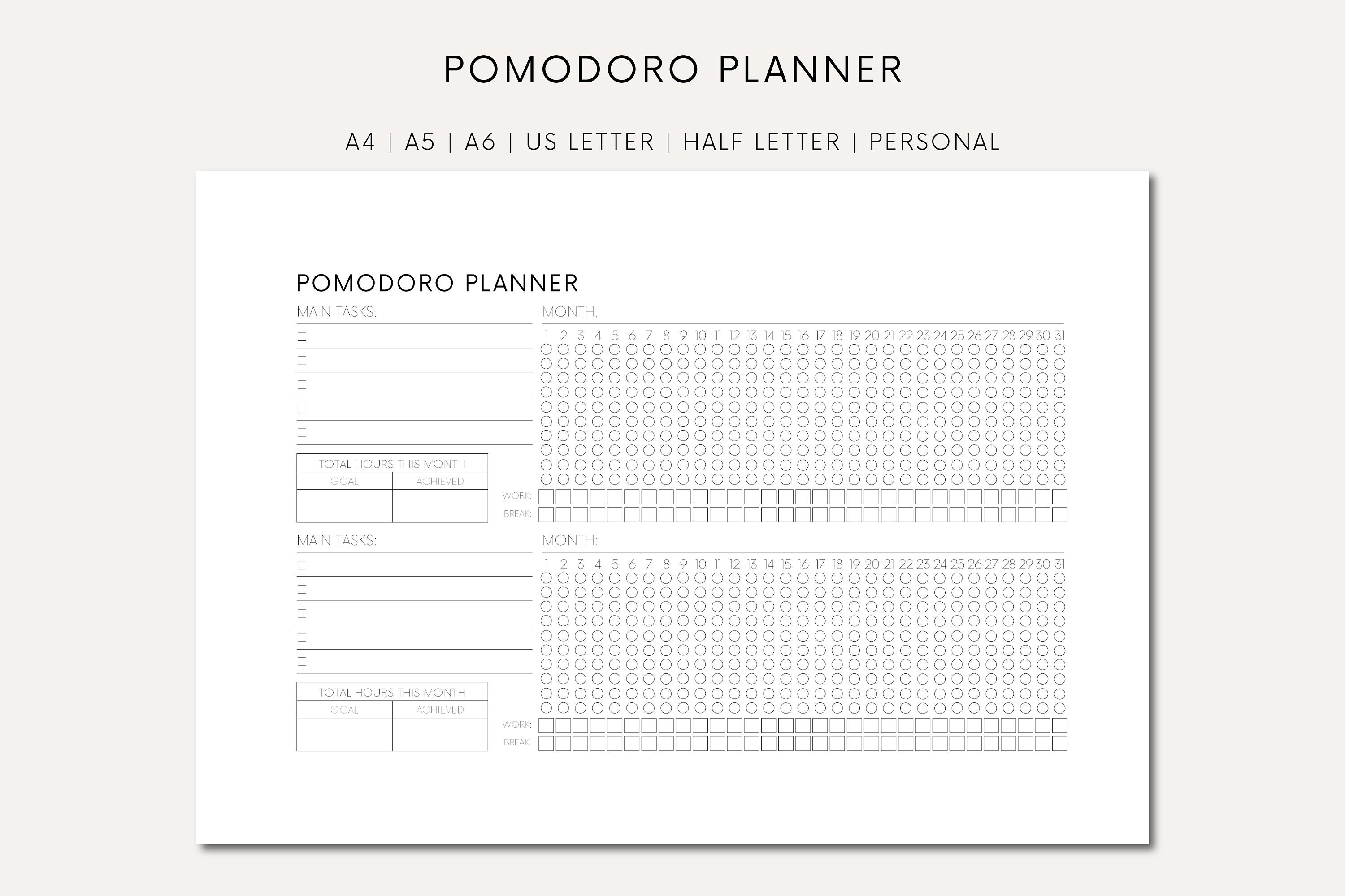 Printable Pomodoro Download Pomdoro Method Tracker Printable Pomodoro ...