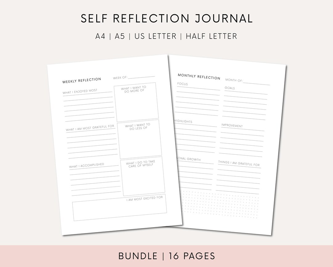 Weekly Reflection Printable Monthly Reflection Journal Self Reflection ...