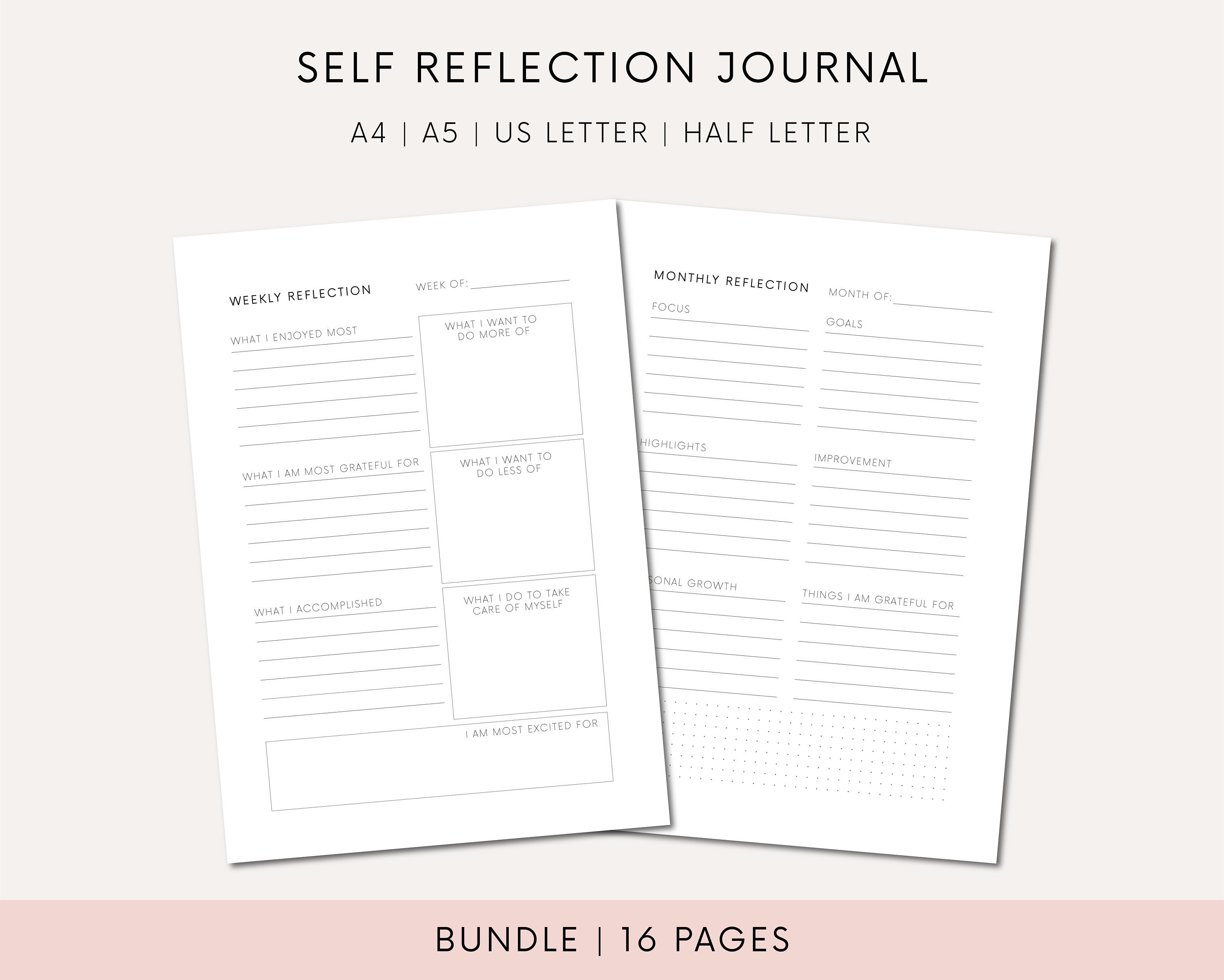 Weekly Reflection Printable Monthly Reflection Journal Self Reflection ...