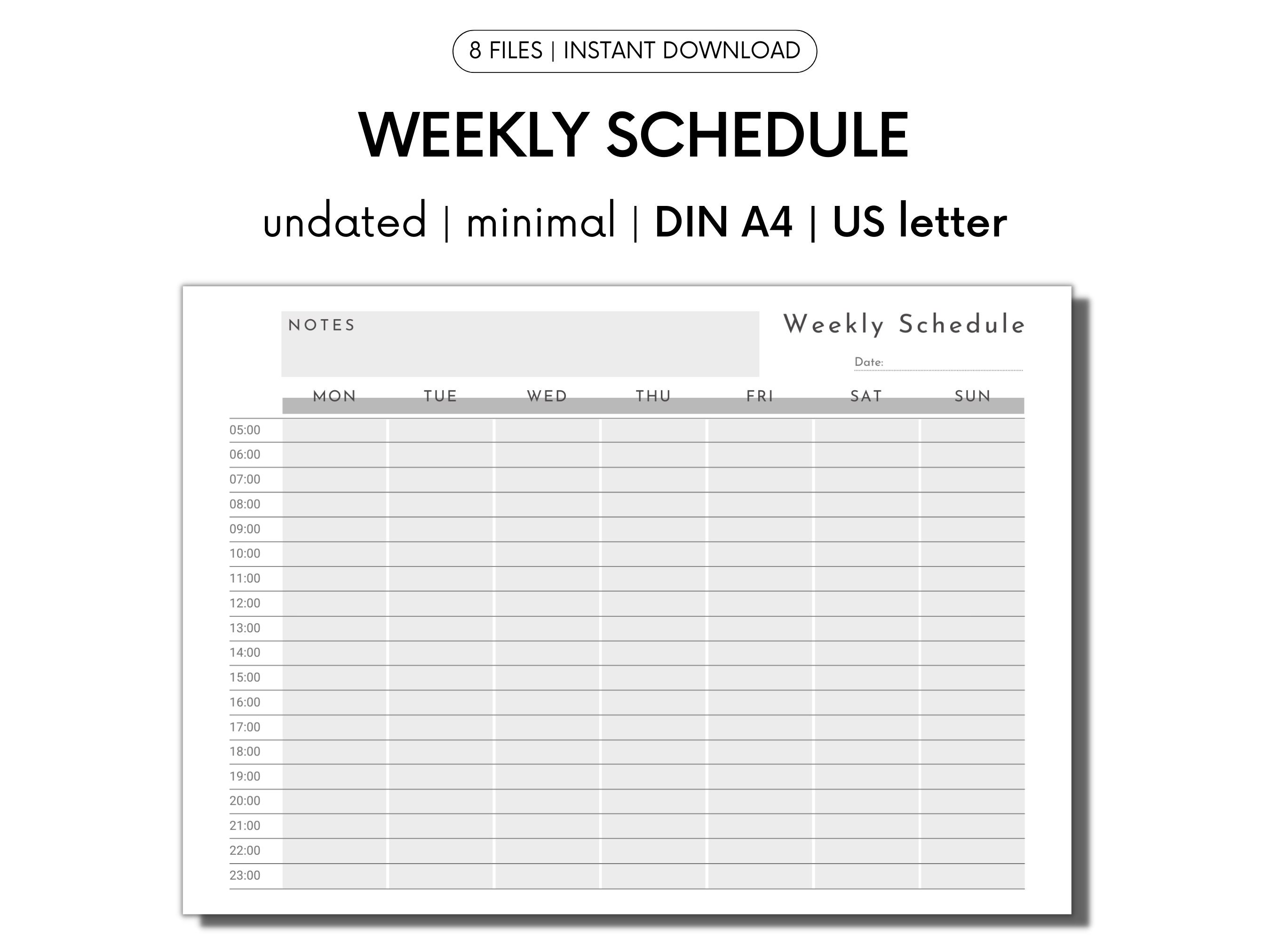 Minimalistic Weekly Schedule Printable A4 Planner Page for Journal ...