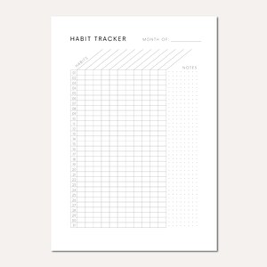 Monthly Habit Tracker Printable Tracking Habits Daily Download Goal ...