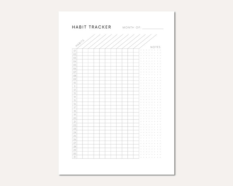Monthly Habit Tracker Printable Tracking Habits Daily Download Goal ...
