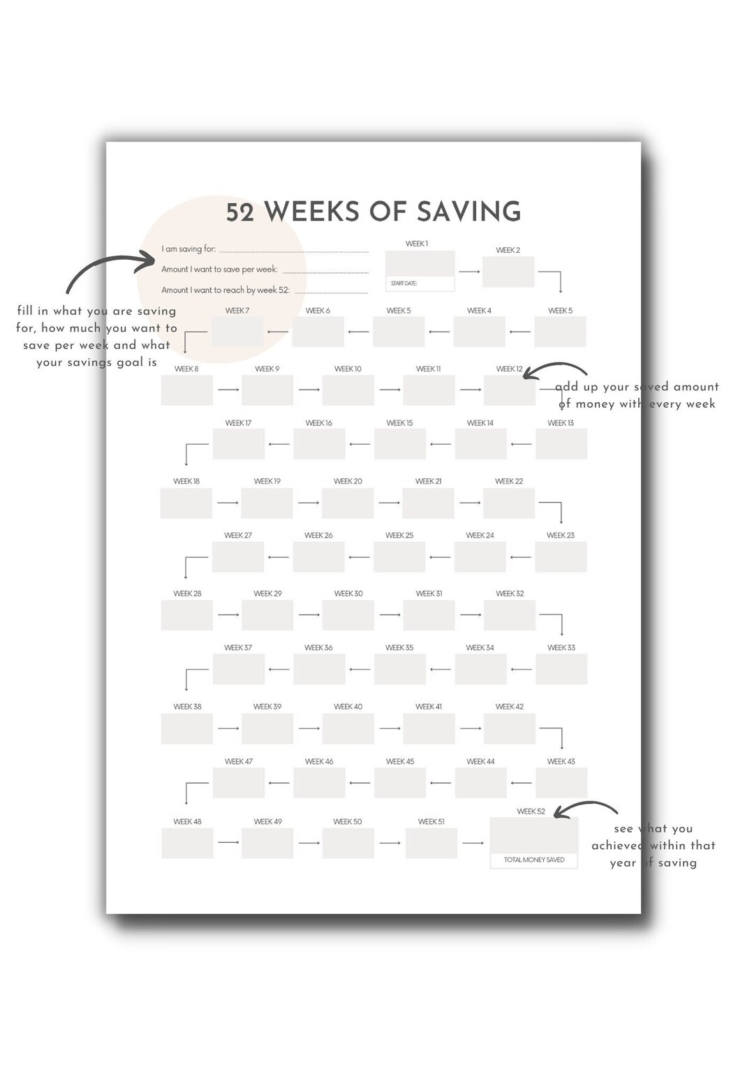 Savings Printable Tracker Digital Savings Challenge Download Save Money ...