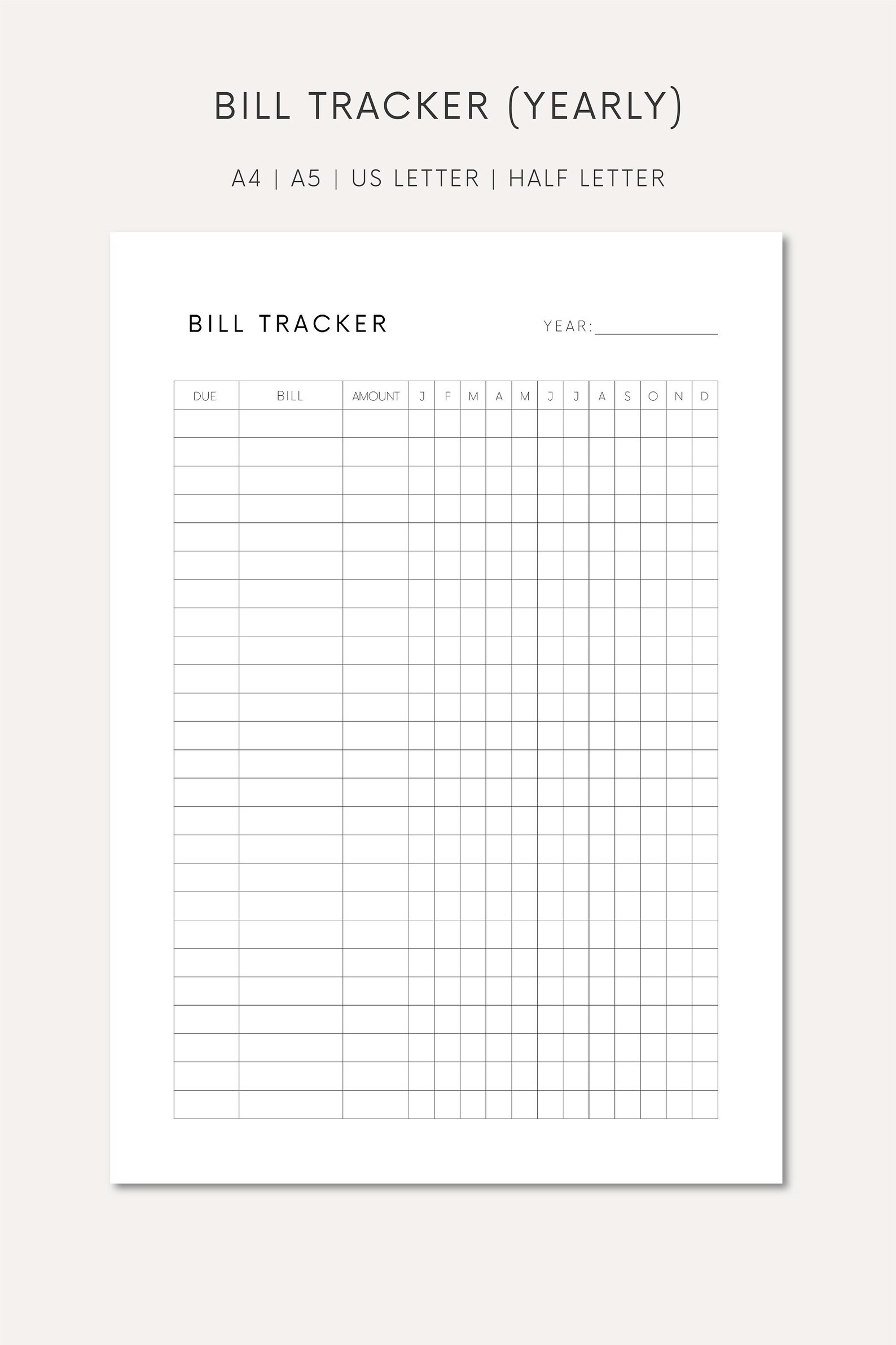 Expense Tracker Printable Bill Tracker Download Savings Tracker Digital ...