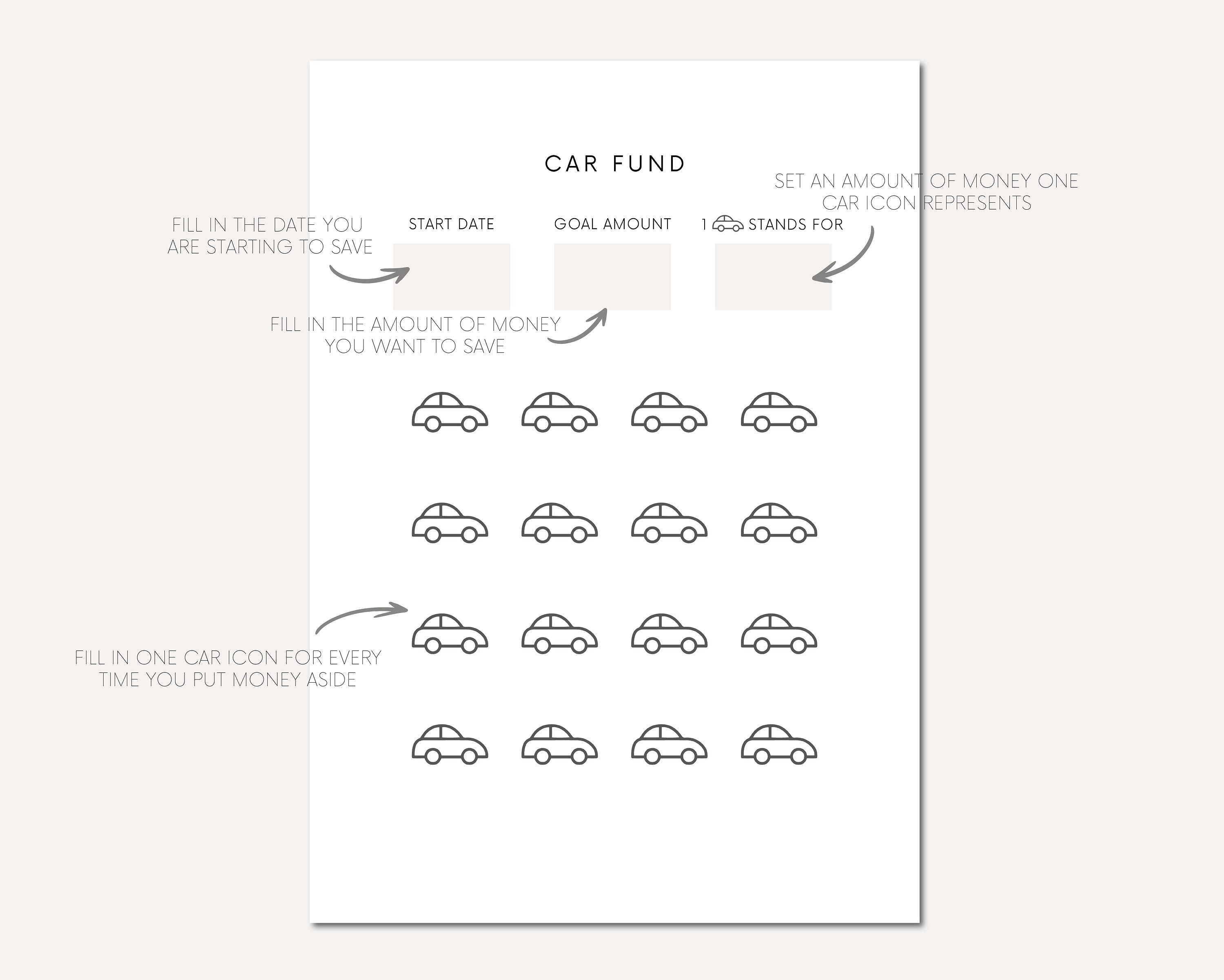 Printable Car Fund Tracker Printable Savings Tracker for Car Savings ...