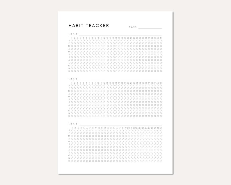 Printable Habit Tracker Yearly Goal Tracker Printable Yearly Habit ...