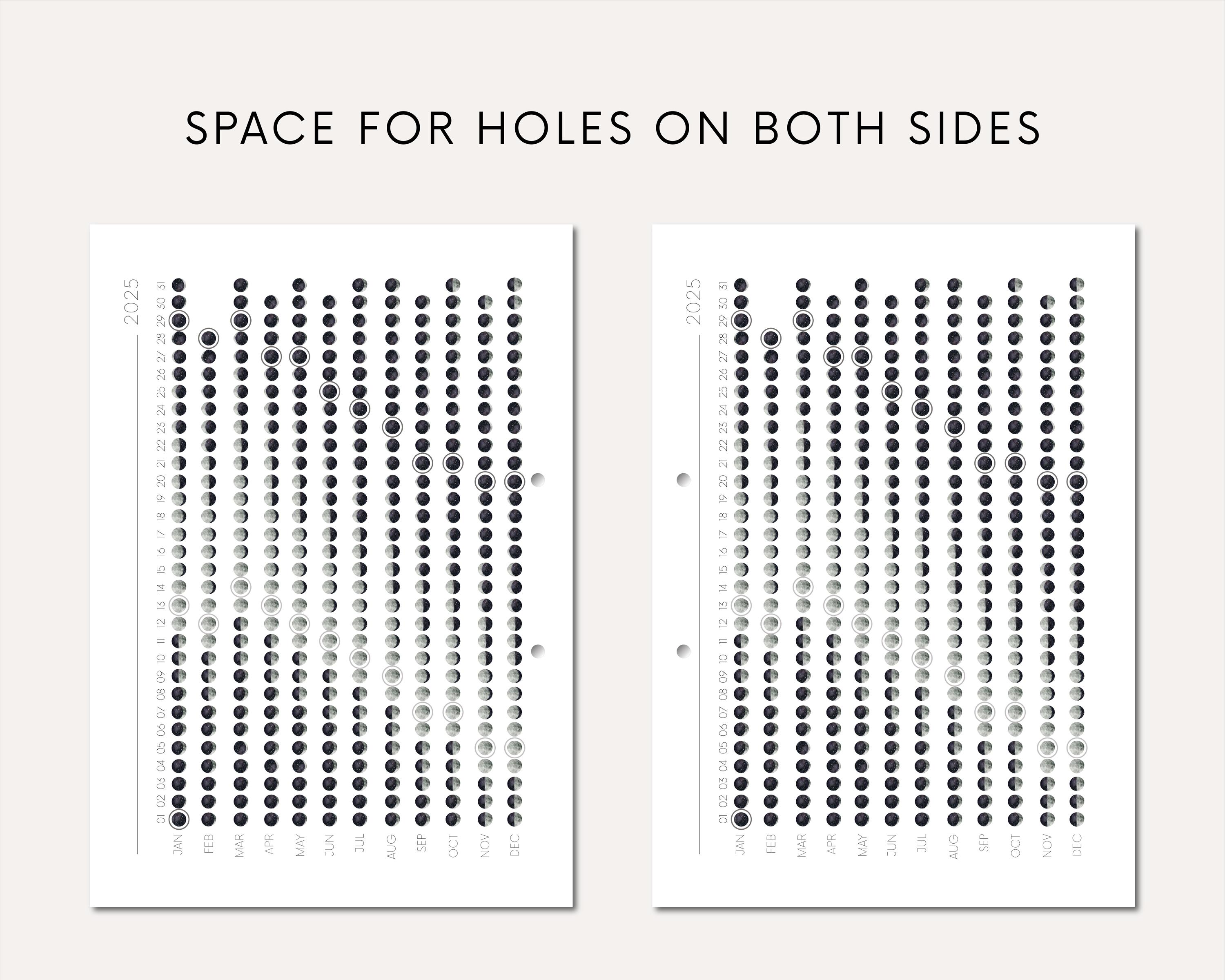 Printable Moon Phase Calendar for 2025 Digital Printable Moon Phases ...