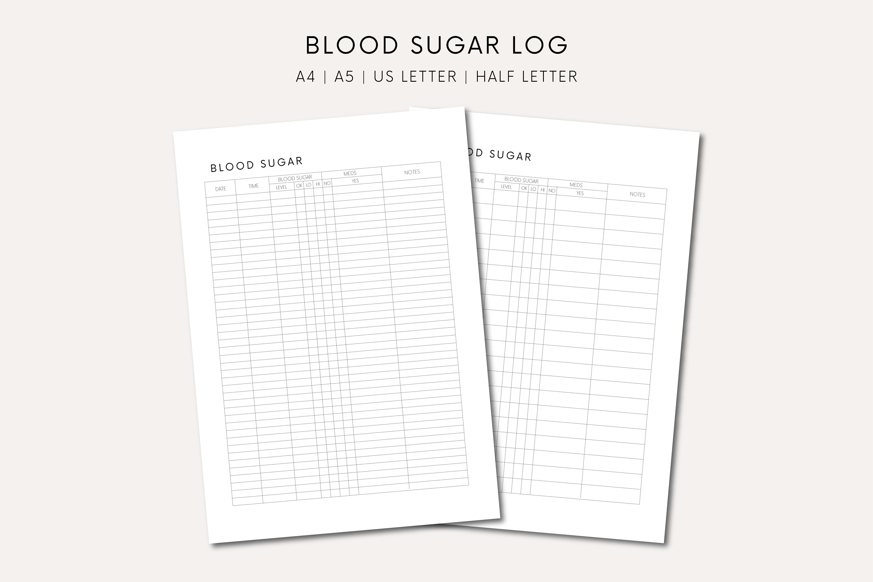 Blood Sugar Log Printable Blood Sugar Tracker Editable Printable Blood ...