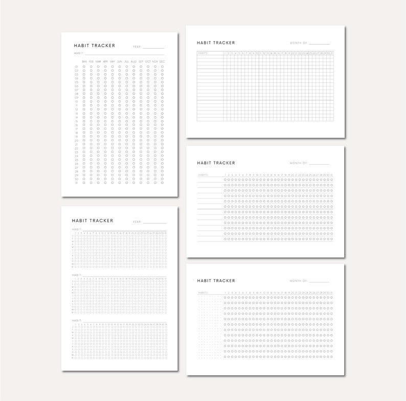 Habit Tracker Bundle Printable Habit Tracker Digital Monthly Tracker ...