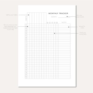 Printable Monthly Habit Tracker A4 Printable Mood Tracker Download ...