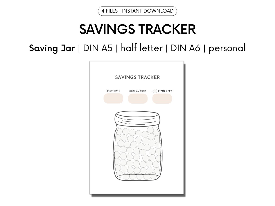 Savings Printable Tracker INSTANT DIGITAL DOWNLOAD Savings - Etsy