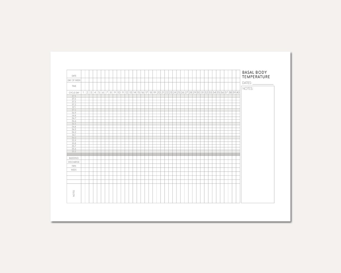 Period Tracker Printable Ovulation Tracker Download Basal Body ...