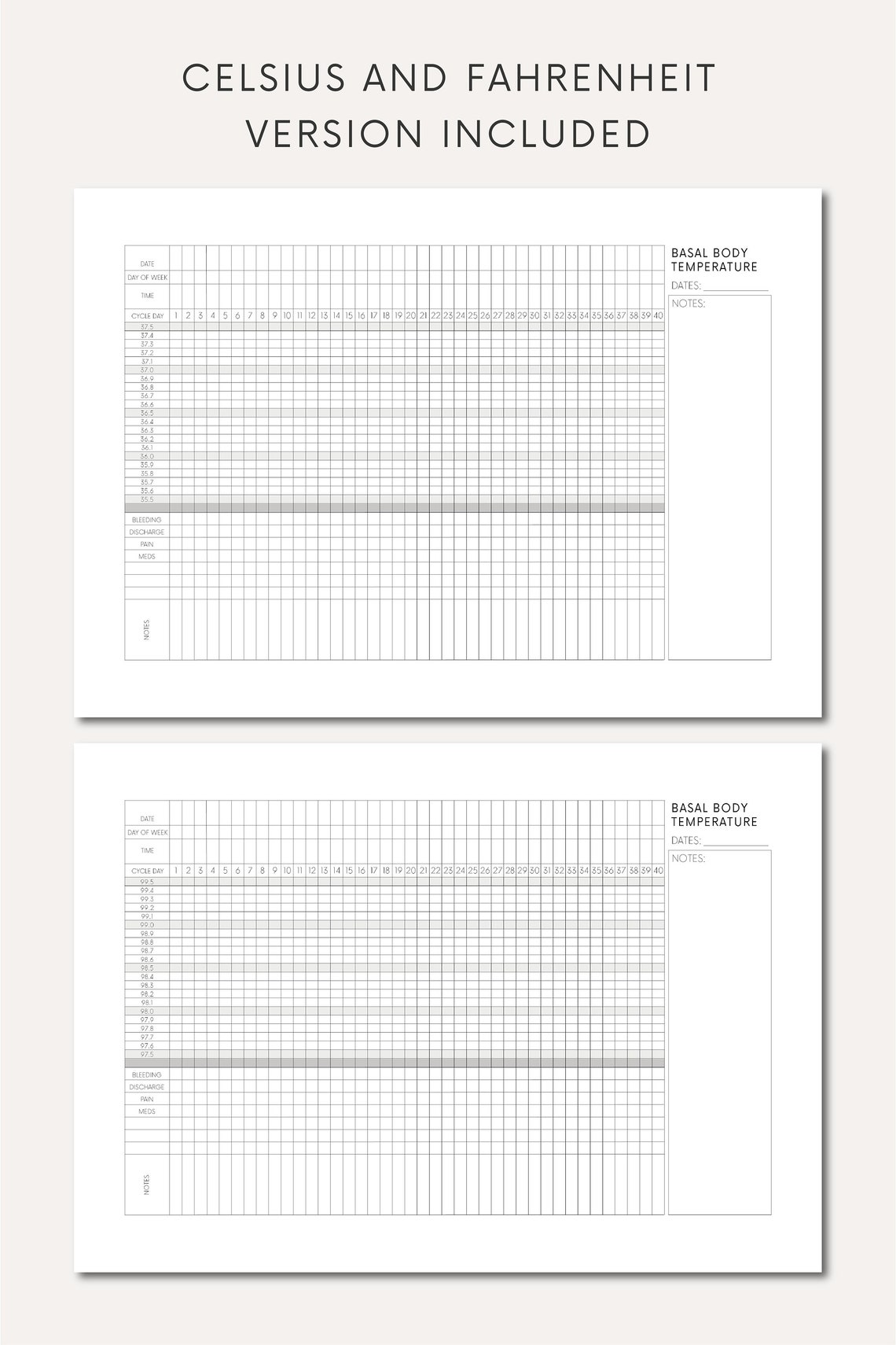 Period Tracker Printable Ovulation Tracker Download Basal Body ...