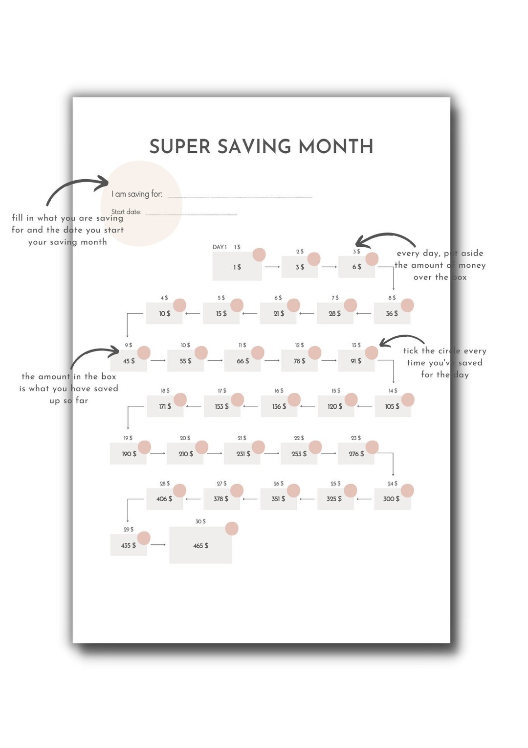Printable Savings Tracker Download Savings Challenge Digital 500 ...
