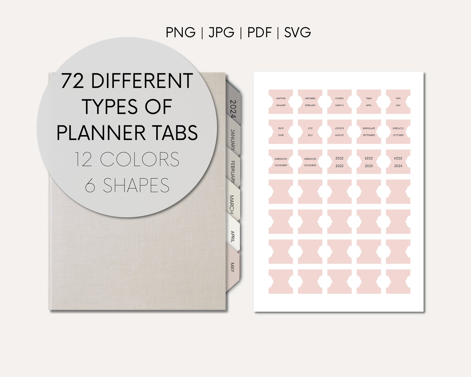Printable Bundle Planner Tabs to Divide Planner Pages Download Neutral ...