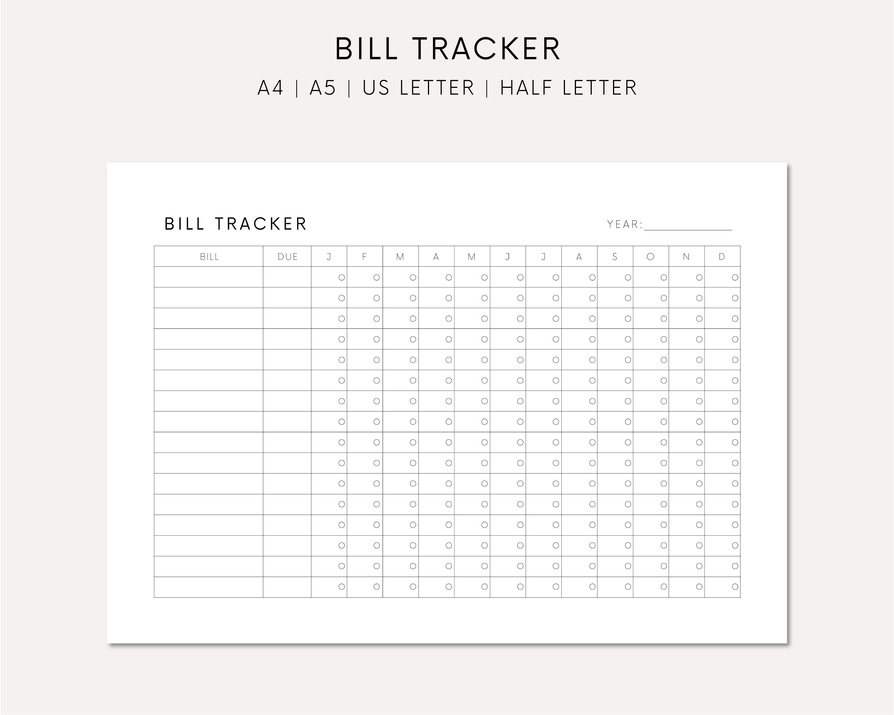 Expense Tracker Printable Bill Tracker Download Debt Payoff Tracker ...