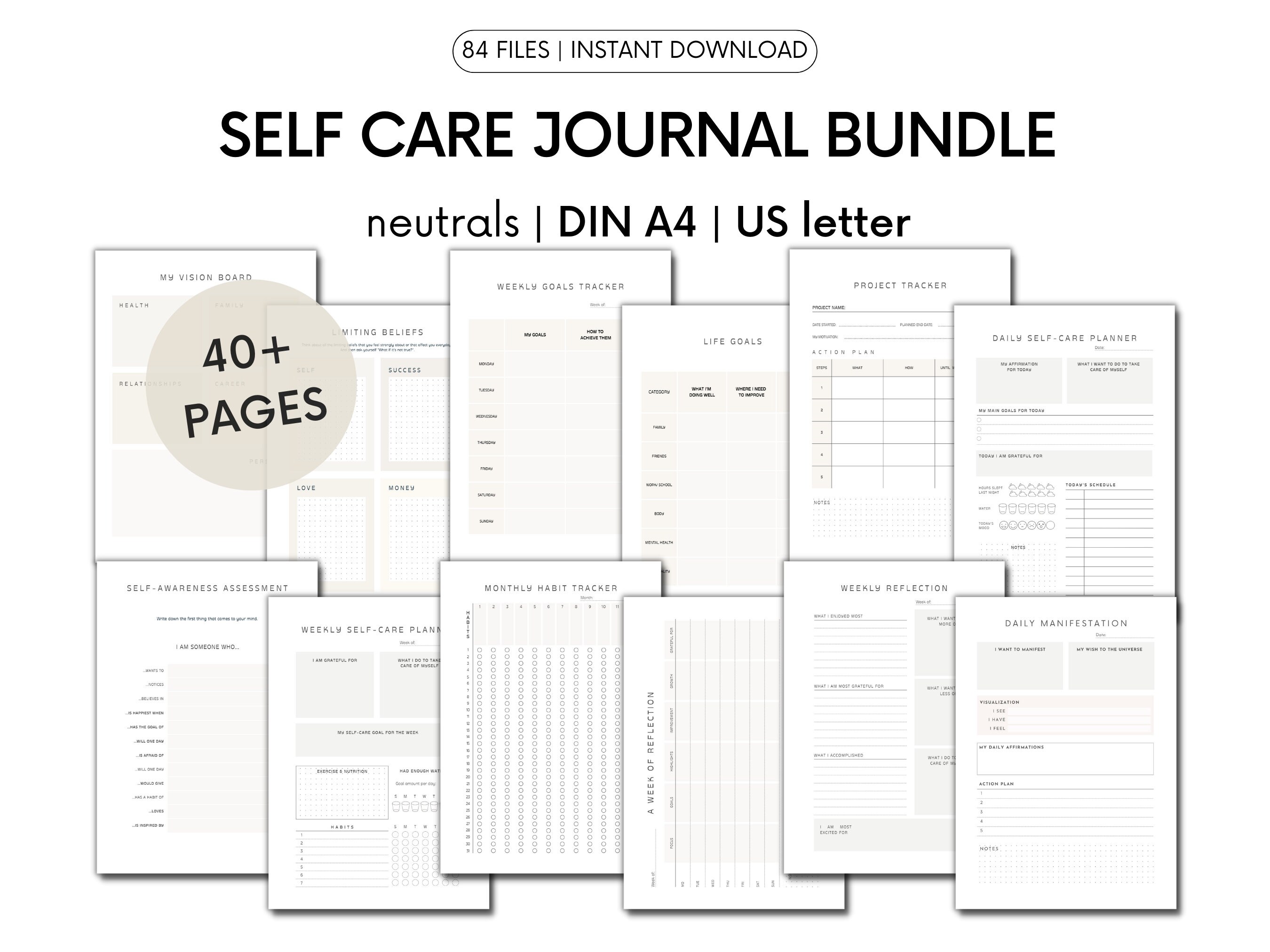 Self Care Planner Printable for Gratitude Journal Digital Manifestation ...