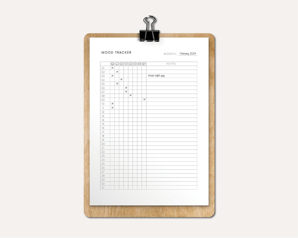 Daily Mood Tracker Printable Mood Track Monthly Emotion Tracker Digital ...