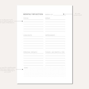 Reflection Journal Printable for A Month of Reflection Digital Monthly ...