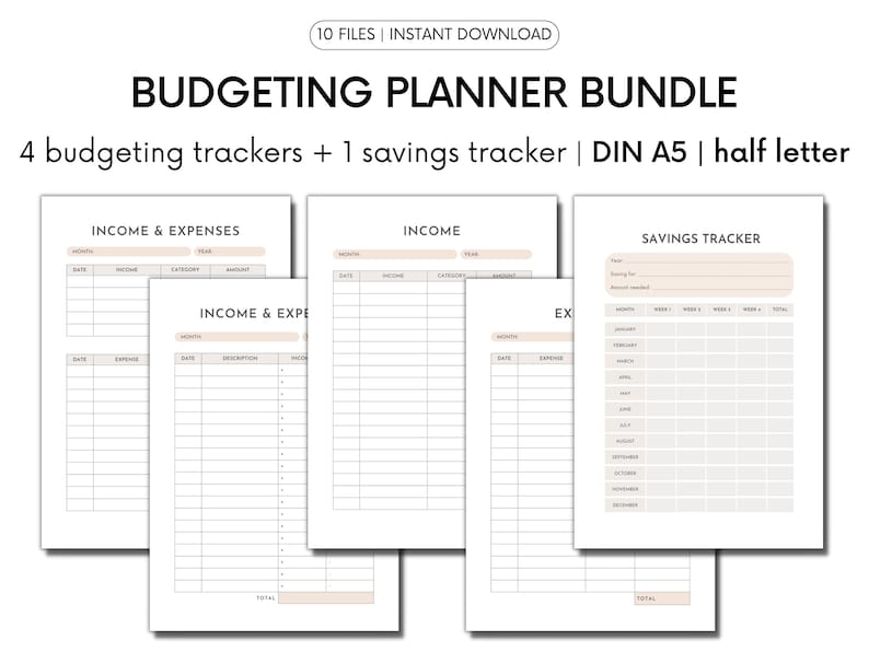 Budget Tracker Printable Budget Bundle Monthly Budget Tracker Download ...
