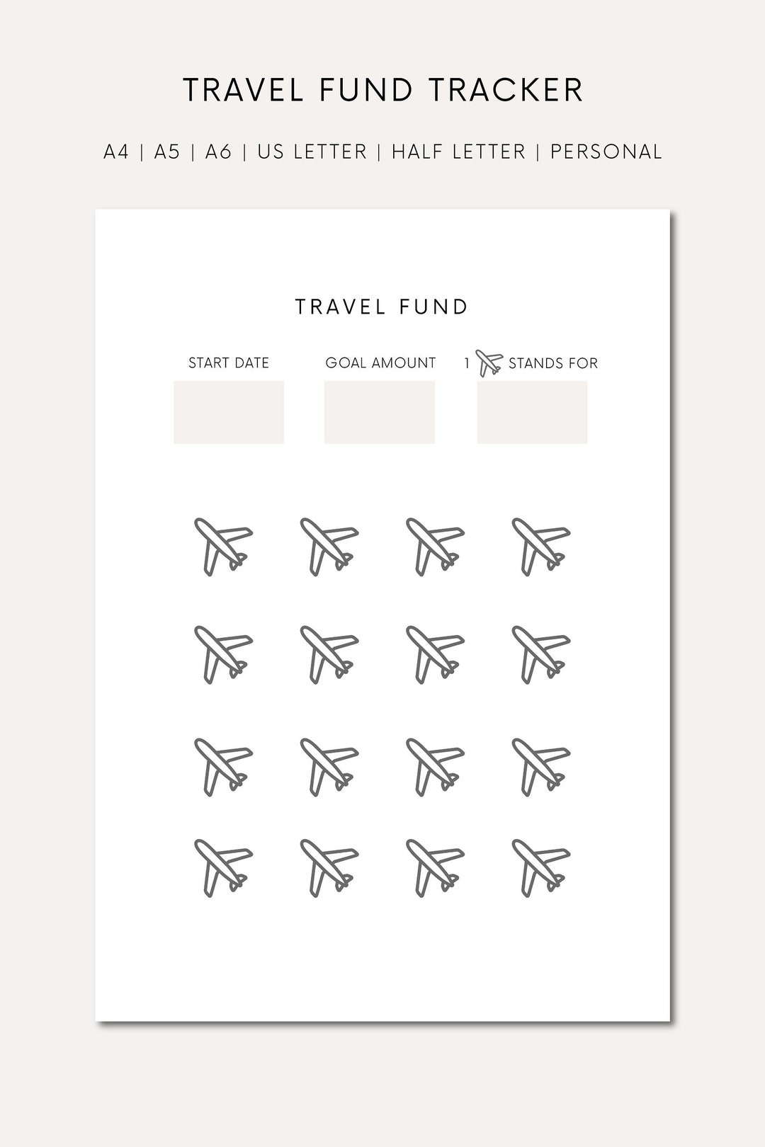 Savings Printable Tracker Download Vacation Fund Printable for Travel ...