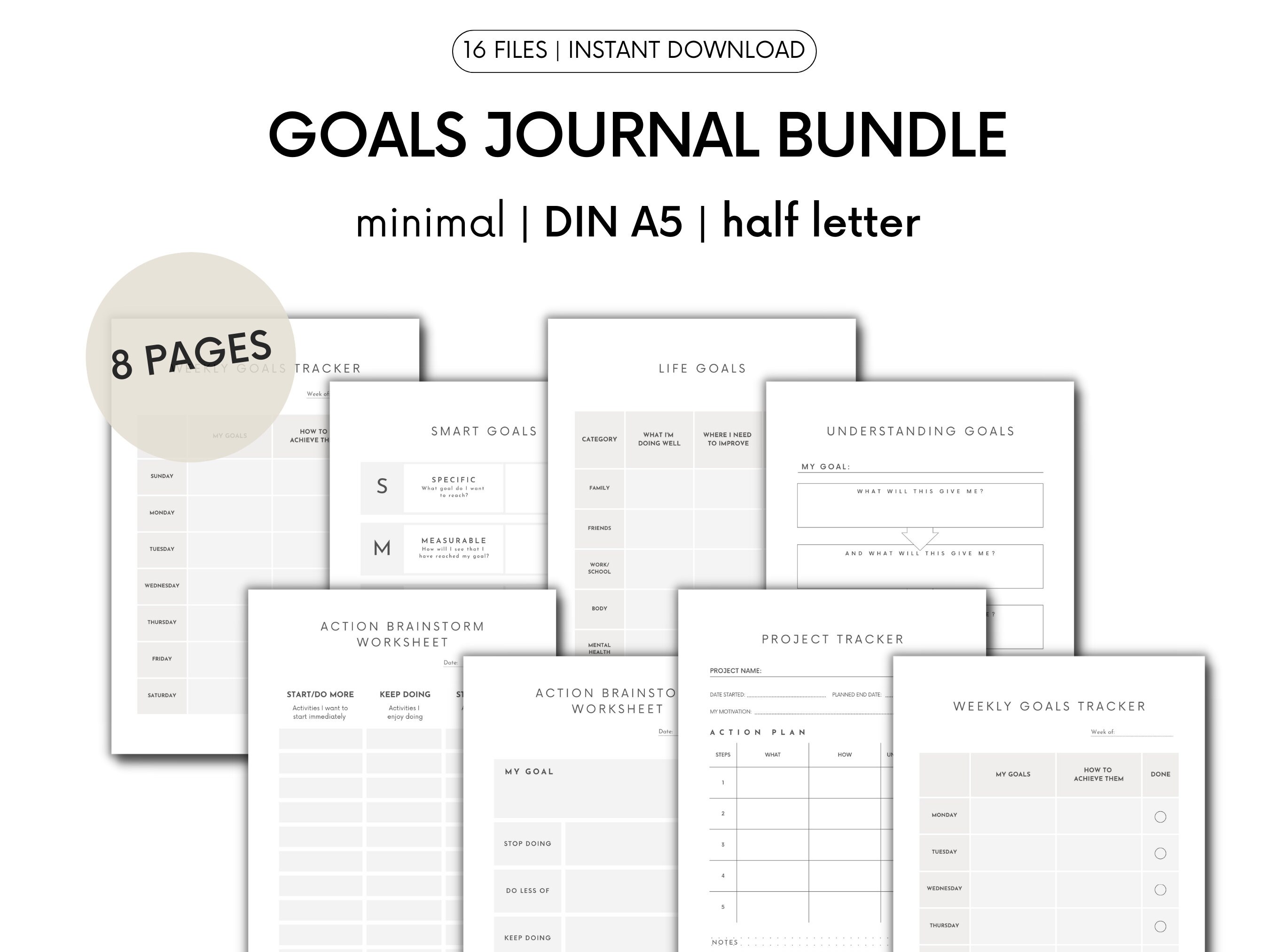 Goals Planner Printable Goals Tracker Pages Printable Life Goals ...