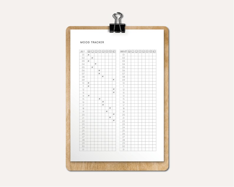 Mood Tracker Printable 2 Months Mood Tracking Download Daily Mood Track ...
