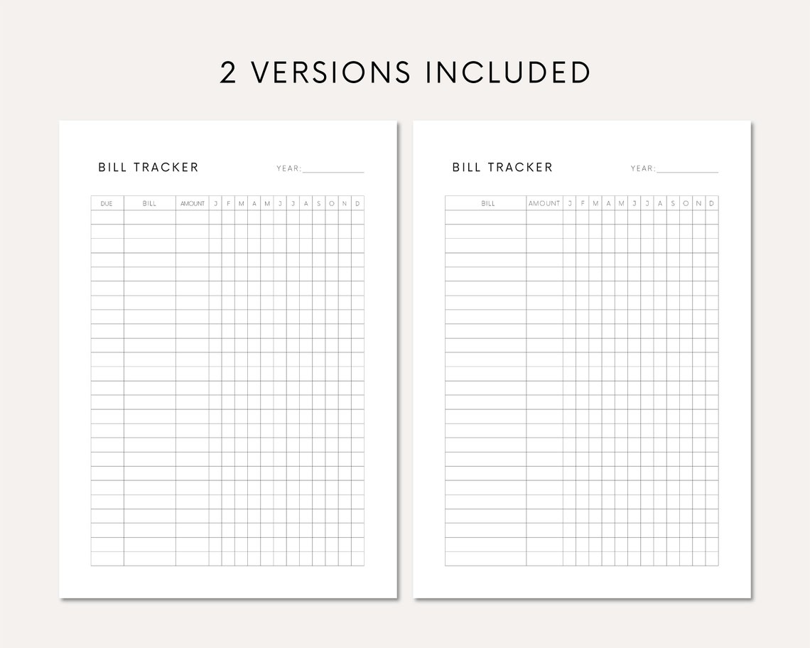 Expense Tracker Printable Bill Tracker Download Savings Tracker Digital ...