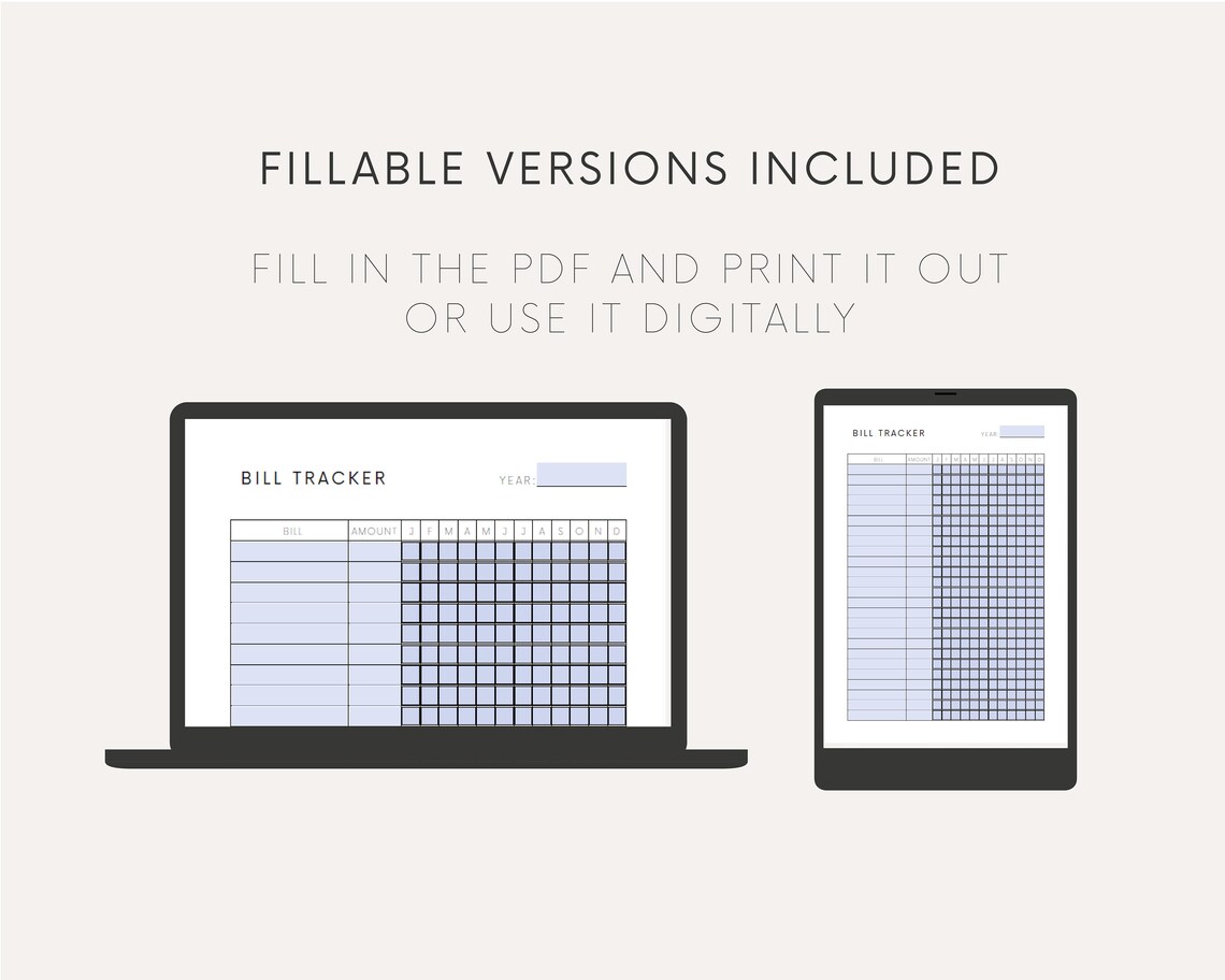 Expense Tracker Printable Bill Tracker Download Savings Tracker Digital ...