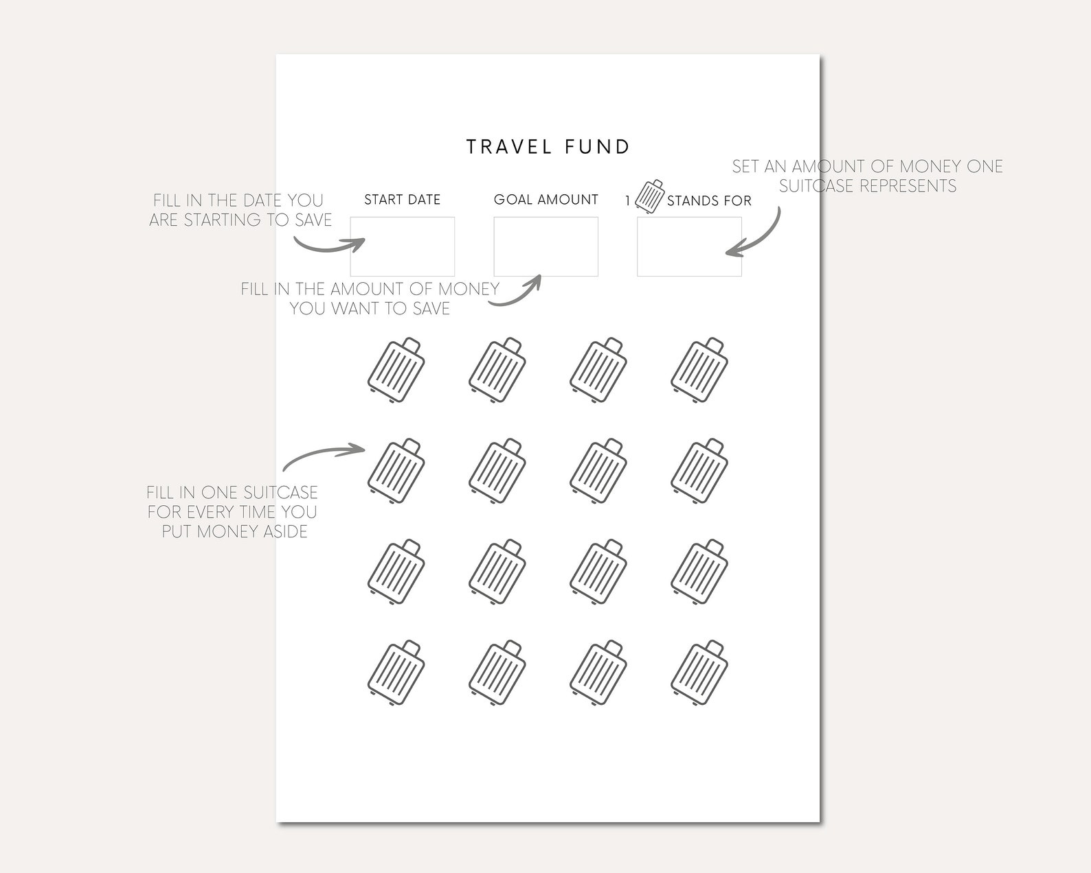 Savings Printable Tracker for Vacation Fund Printable Travel Fund ...