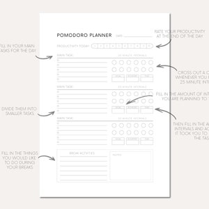 Printable Pomodoro Planner A4 Printable Pomodoro Method for Time ...