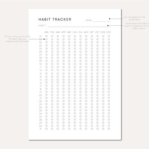 Printable Yearly Habit Tracker A4 Printable Habit Tracker Download ...