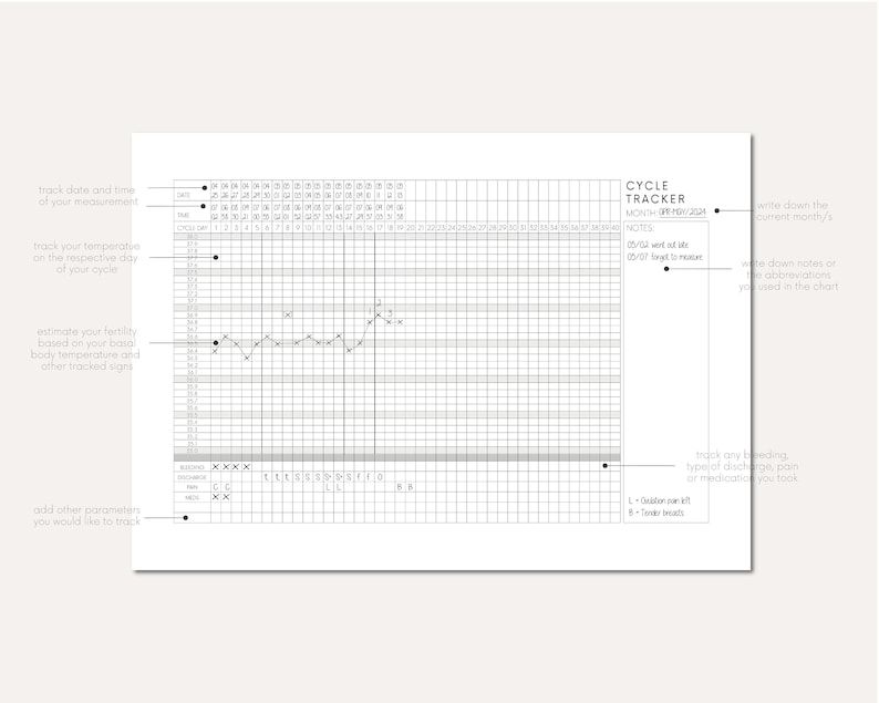 Period Tracker Printable Ovulation Tracker Download Basal Body ...