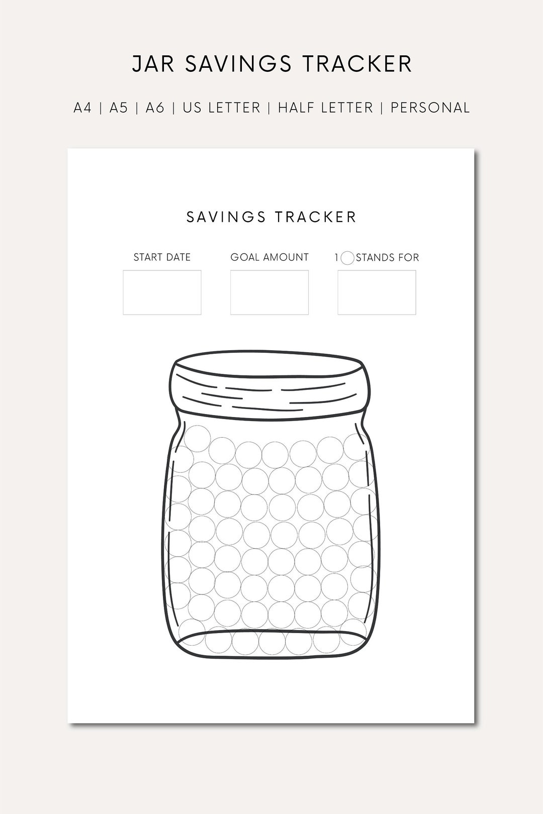 Savings Printable Tracker Page Download Savings Jar Planner A4 Savings ...