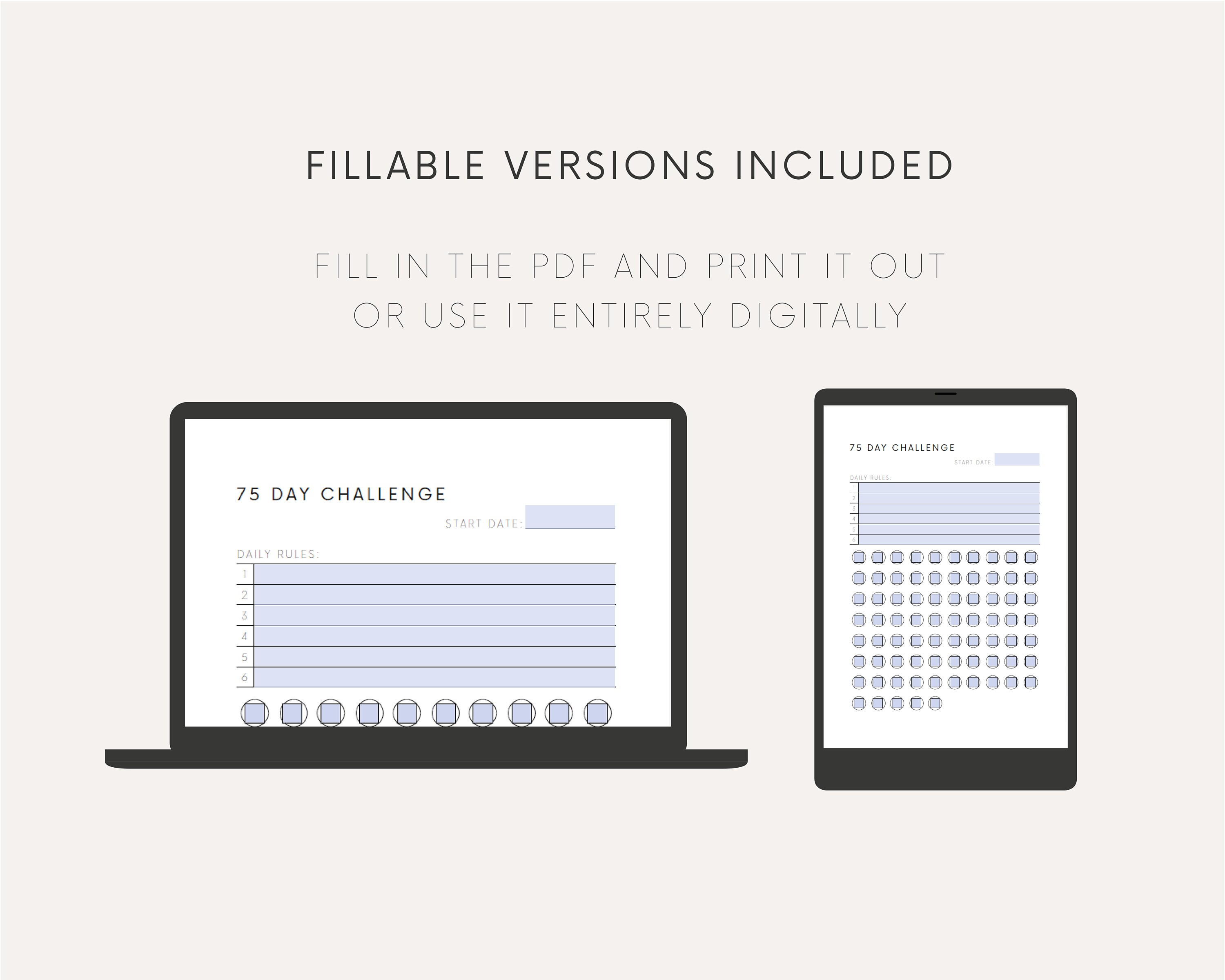 75 Day Challenge Printable Habit Tracker Download Goal Challenge ...