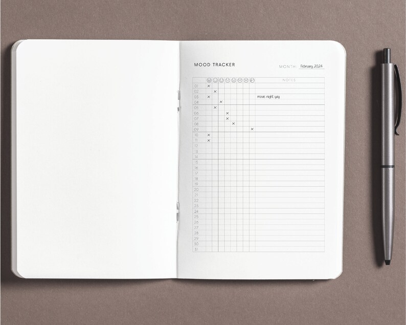 Daily Mood Tracker Printable Mood Track Monthly Emotion Tracker Digital ...