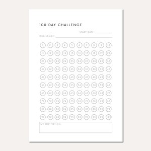 100 Day Challenge Printable Habit Tracker Download Start New Habit ...