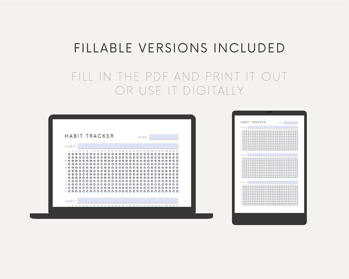 Printable Habit Tracker Yearly Goal Tracker Printable Yearly Habit ...