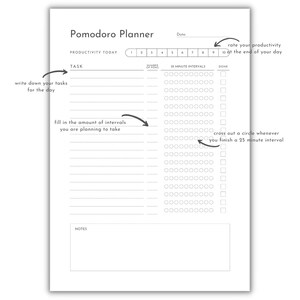 Printable Pomodoro Tracker Pages Download Pomodoro Planner - Etsy