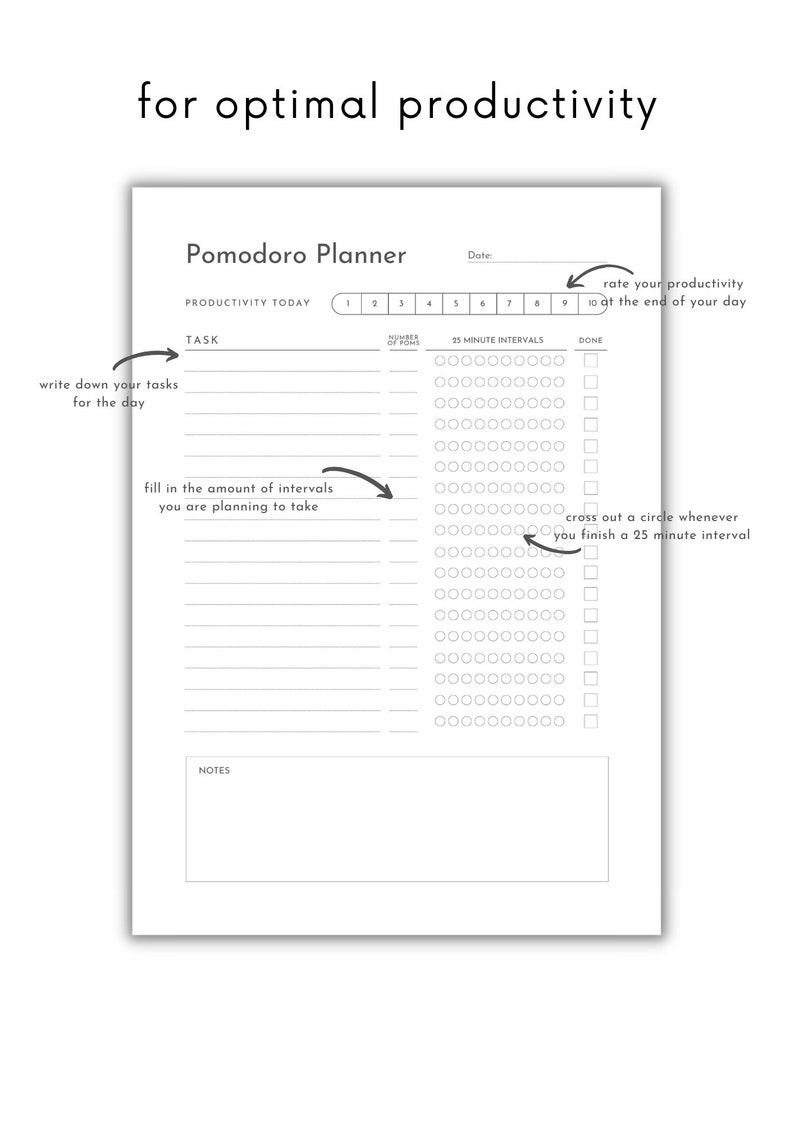 Printable Pomodoro Tracker Pages Download Pomodoro Planner - Etsy
